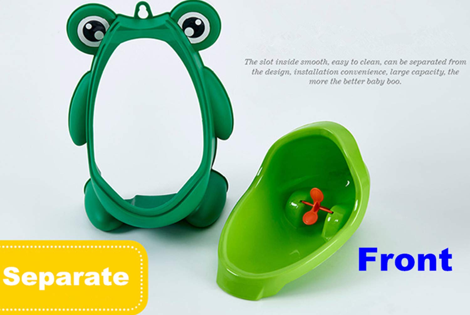 Beetoo Cute Frog Potty Training Urinal for Boys with Hook - Baby Standing Urinal Potty Trainer with Funny Aiming Target - Blackish Green