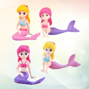 Healifty 4pcs Fairy Garden Miniature Artificial Mermaid Fairy Figurine Micro Landscape Aquarium Decoration Miniature Mermaid Ornaments for Home Fish Tank Decoration