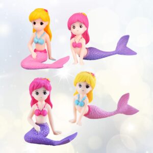 Healifty 4pcs Fairy Garden Miniature Artificial Mermaid Fairy Figurine Micro Landscape Aquarium Decoration Miniature Mermaid Ornaments for Home Fish Tank Decoration