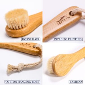 Facial Cleansing Brush, Natural Horsehair Exfoliator Face & Body Brush Wooden Handle, Dry Soft Brush for Smooth Radiant Skin, Lymphatic Drainage, Unclogging Pores, Reduce Swelling, Removing Blackhead