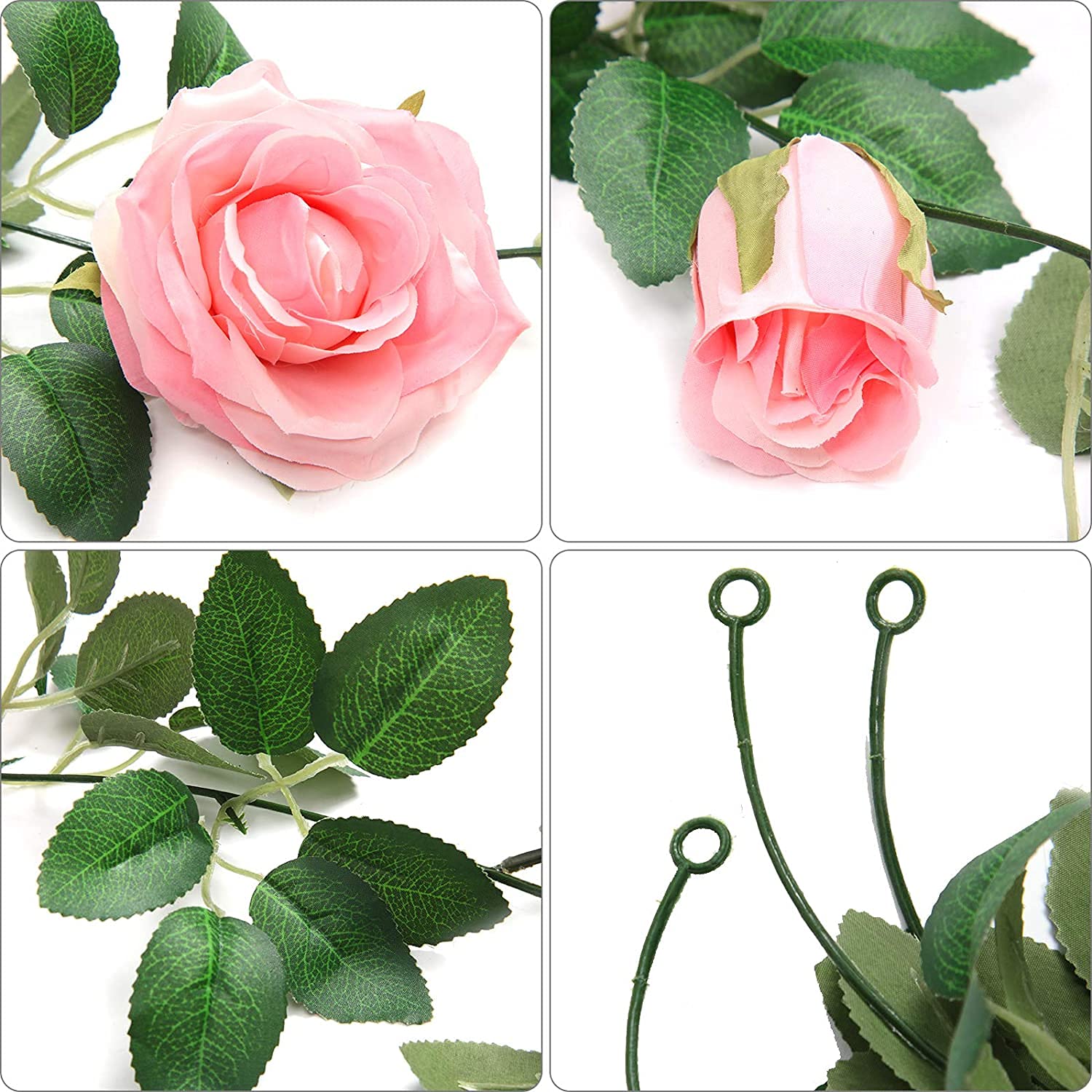 U'Artlines 5 Pack Artificial Pink Rose Vines Floral Garlands Total 32.5 Ft Fake Vine Silk Flower Garland for Indoor Outdoor Home Wedding Arch Garden Wall Decoration