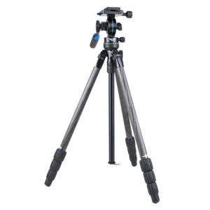 slik pro 634cf-svh carbon fiber tripod with svh-501 compact fluid video head for mirrorless/dslr sony nikon canon fuji cameras and more - black (611-899)