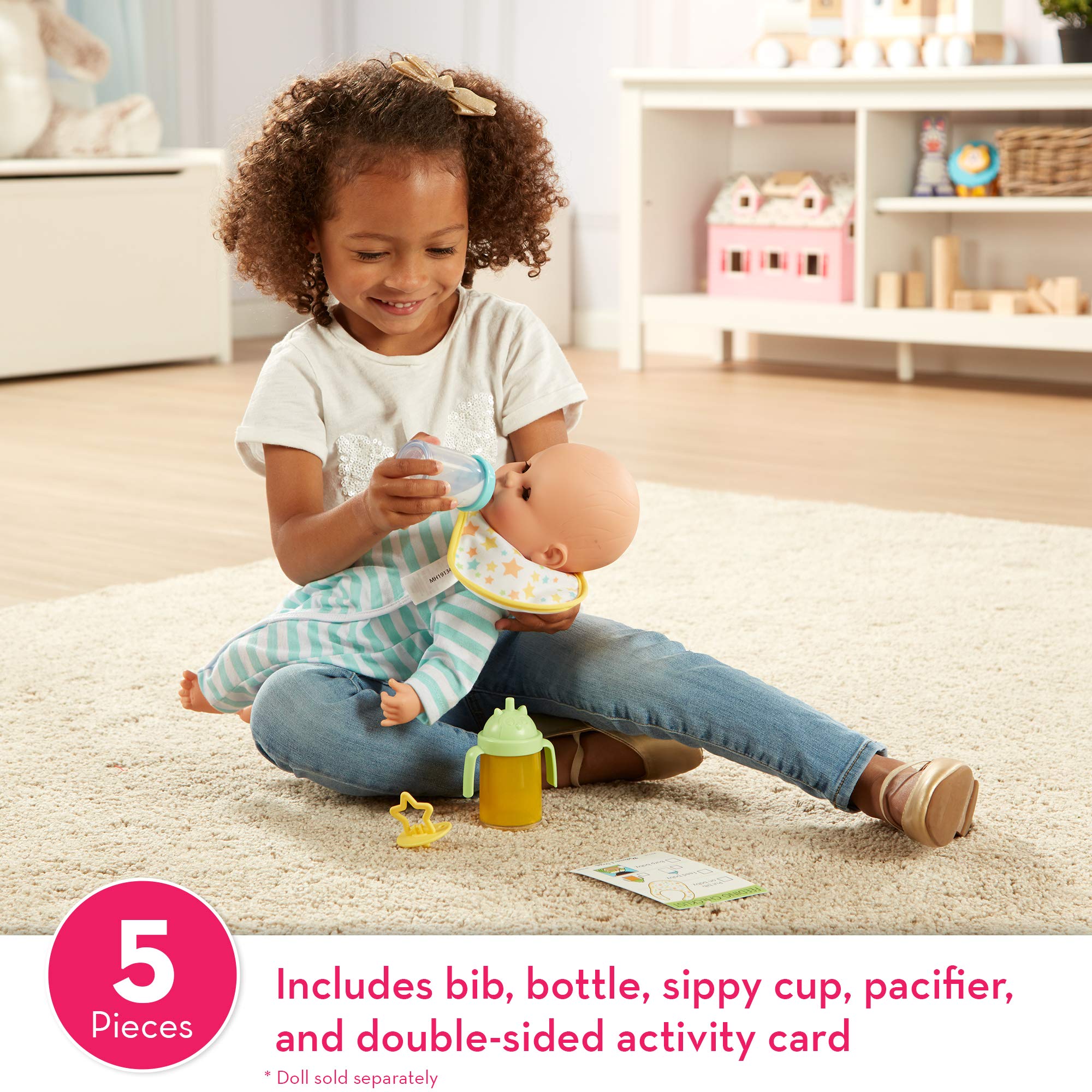 Melissa & Doug Mine to Love Bottle & Sippy Cup Play Set – “Disappearing” Liquid, Bib, Pacifier, Activity Card