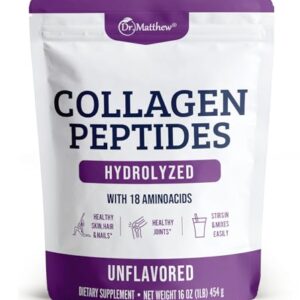 Collagen Peptides for Women & Men. Best Collagen Powder Unflavored, Hydrolyzed, Quick Dissolve, Bovine, Grass Fed, for Weight Loss, Hair Growth, Skin, Joints, Nails. Colágeno En Polvo Para Mujer