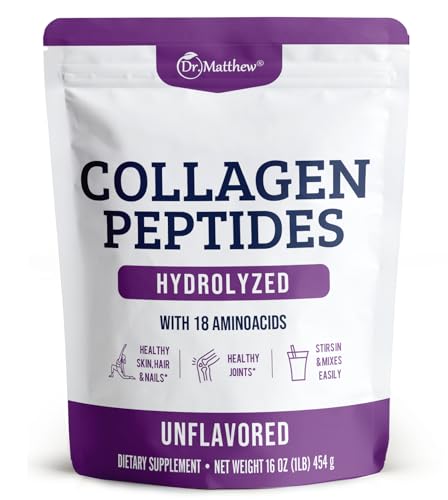 Collagen Peptides for Women & Men. Best Collagen Powder Unflavored, Hydrolyzed, Quick Dissolve, Bovine, Grass Fed, for Weight Loss, Hair Growth, Skin, Joints, Nails. Colágeno En Polvo Para Mujer