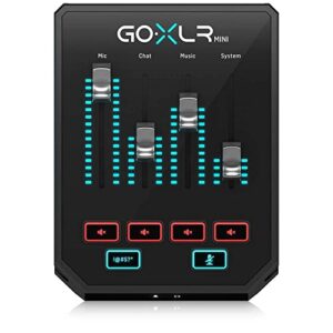 tc helicon goxlr mini online broadcast mixer with usb/audio interface and midas preamp, officially supported on windows