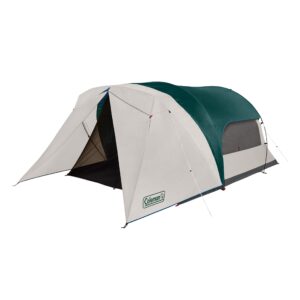 coleman cabin camping tent with screened porch, 4/6 person weatherproof tent with enclosed screened porch option, includes rainfly, carry bag, extra storage, and 10 minute setup