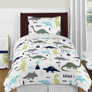 Sweet Jojo Designs Mod Dino Boy Fitted Crib Sheet Baby or Toddler Bed Nursery Photo Op - Blue, Green and Grey Rawr Modern Dinosaur