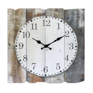 stonebriar square 15" rustic farmhouse worn wood arabic number battery operated wall clock