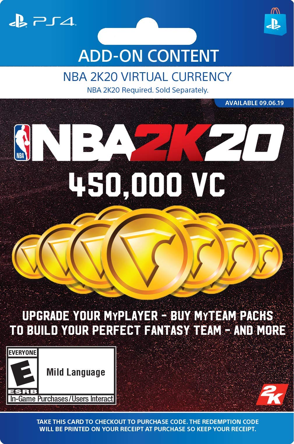 NBA 2K20: 450000 VC Pack - [PS4 Digital Code]