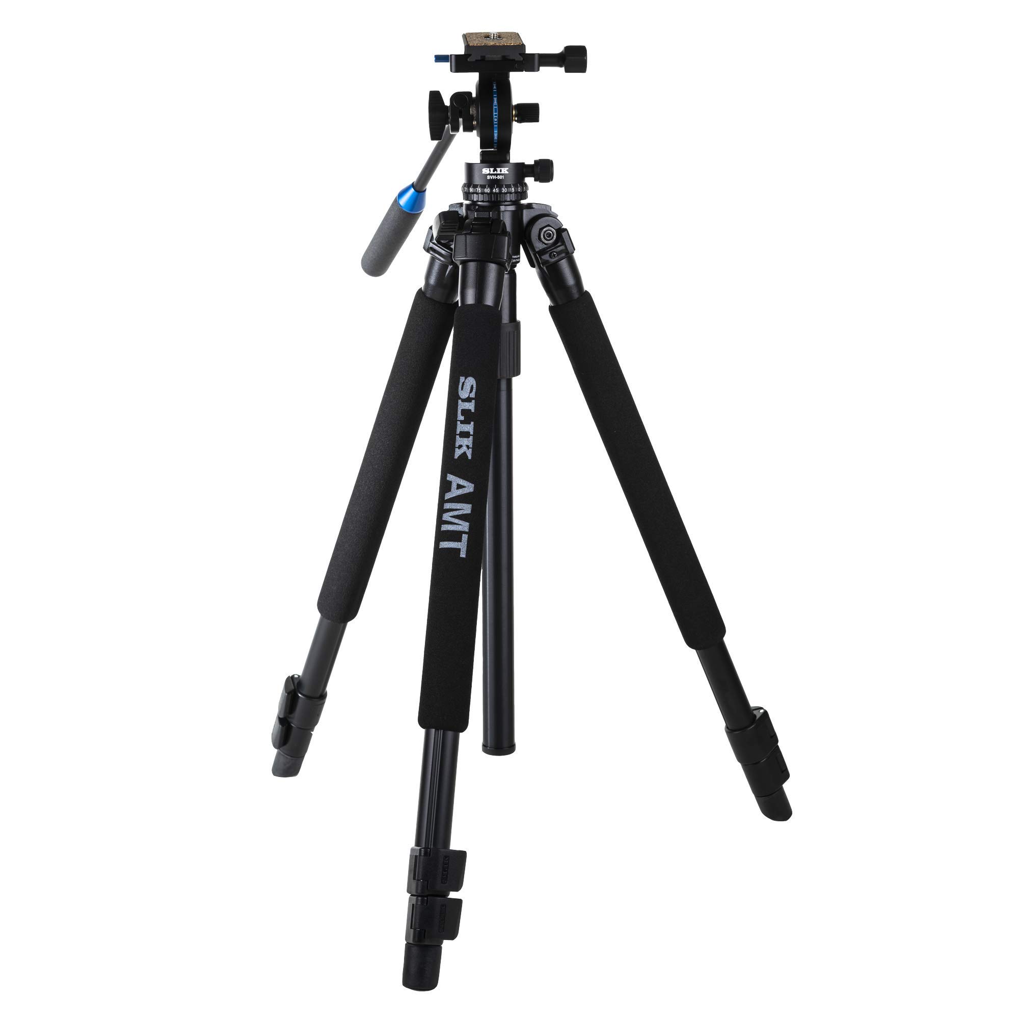 SLIK PRO 330SVH Aluminum Tripod with SVH-501 Compact Fluid Video Head for Mirrorless/DSLR Sony Nikon Canon Fuji Cameras and More - Black (613-354)