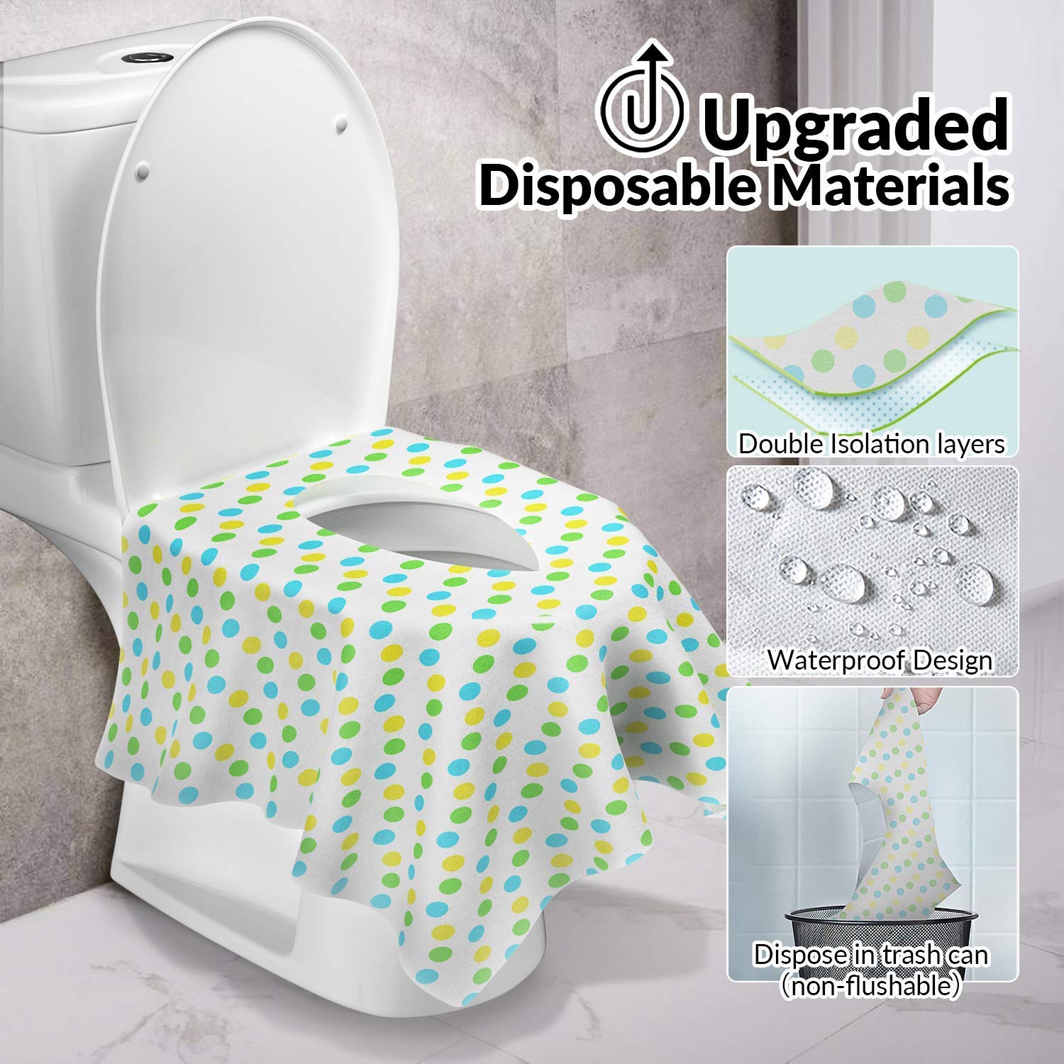 Gimars 20 Packs XL Large Full Cover Disposable Travel Toilet Potty Seat Covers - Individually Wrapped Portable Potty Shields for Adult, The Pregnant, Kids and Toddler Potty Training