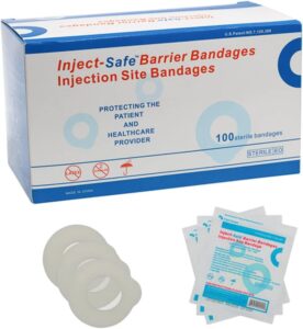 inject-safe adhesive barrier strip, 1-3/8 inch diameter film/foam round white sterile, 8-6432700001-9 - box of 100