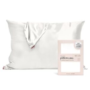 Kitsch Satin Pillowcase for Hair and Skin Queen, Softer Than Mulberry Silk Pillow Cases Standard Size, Cooling Pillow Covers 19x26 in for Sleeping, Smooth Satin Pillowcase with Zipper, (Ivory) 1 Pack