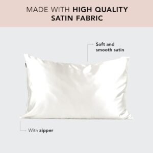 Kitsch Satin Pillowcase for Hair and Skin Queen, Softer Than Mulberry Silk Pillow Cases Standard Size, Cooling Pillow Covers 19x26 in for Sleeping, Smooth Satin Pillowcase with Zipper, (Ivory) 1 Pack