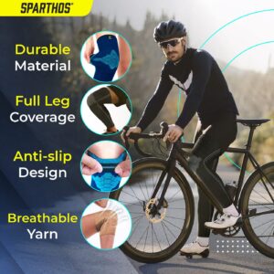 Sparthos Leg Compression Sleeves - Aid in Recovery and Support Active Lifestyle - Innovative Breathable Elastic Blend - Anti Slip, Day & Night Wear (Midnight Black, X-Large)