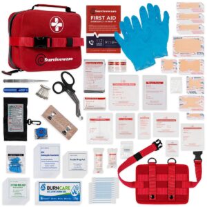 Surviveware Waterproof Premium First Aid Kit for Travel Camping Gear, Survival Kits, Home Essentials and Outdoor Emergencies - Large 200 Piece