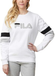 fila women's michele pullover crewneck sweatshirt (small white) - new