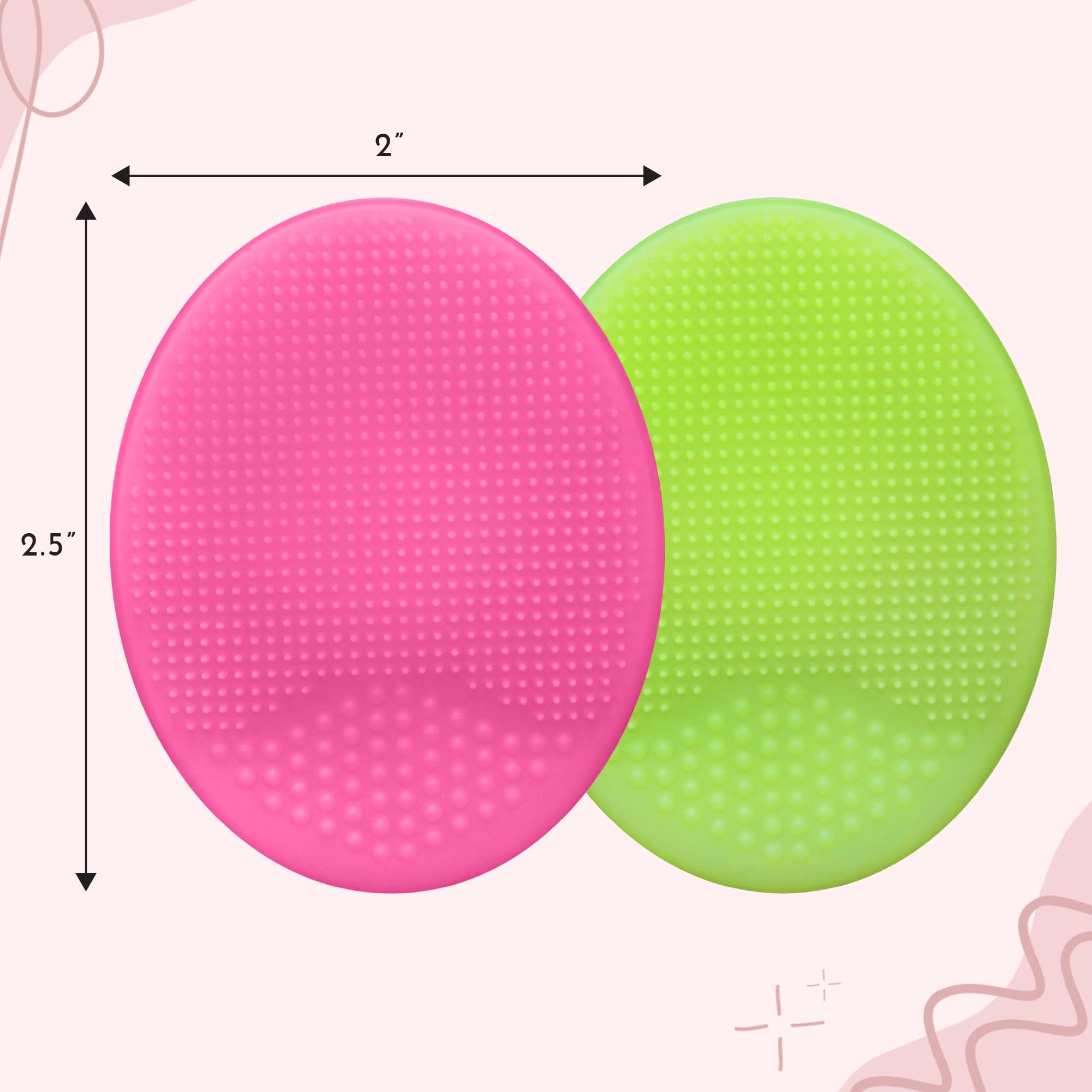 S&T INC. Face Scrubber for Skin Care, Silicone Face Exfoliator, 4 Pack, Lime/Pink