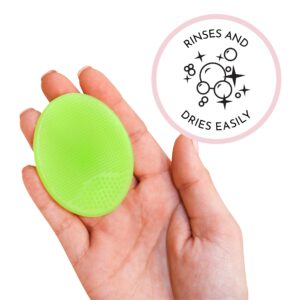 S&T INC. Face Scrubber for Skin Care, Silicone Face Exfoliator, 4 Pack, Lime/Pink