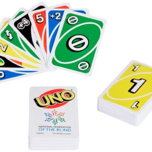 Mattel Games UNO Braille Card Game for Kids & Adults with Cards Specially Designed for Blind and Low-Vision Players