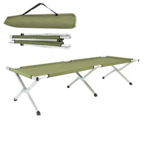 rhb-03a folding camping cot,outdoor portable camp bed, sleeping cots with carry bag green,thickened aluminium tubes and canvas