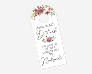 floral wedding door hangers, please do not disturb, wedding welcome bag hangers (dh-379-pa)