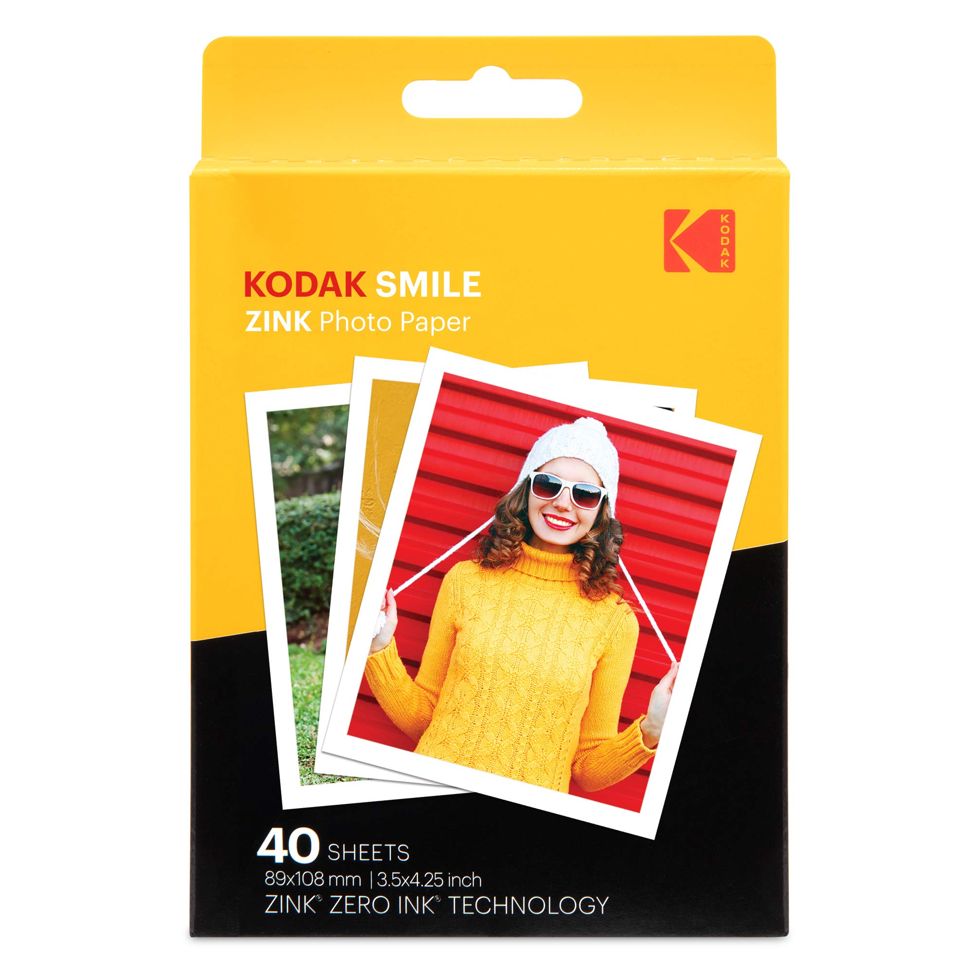 Kodak 3.5x4.25 inch Premium Zink Print Photo Paper (40 Sheets) Compatible with Kodak Smile Classic Instant Camera