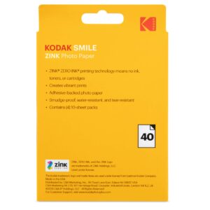 Kodak 3.5x4.25 inch Premium Zink Print Photo Paper (40 Sheets) Compatible with Kodak Smile Classic Instant Camera