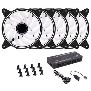 EZDIY-FAB Moonlight 120mm RGB PWM Case Fan with RGB PWM Fan Hub,5V Motherboard Sync,ARGB Computer Fan,Multiple Light Modes-5 Pack