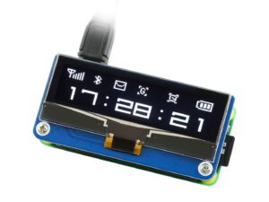 waveshare 2.23inch oled display hat for raspberry pi 128×32 pixels with embedded 1305 driver communicating via spi or i2c interface.