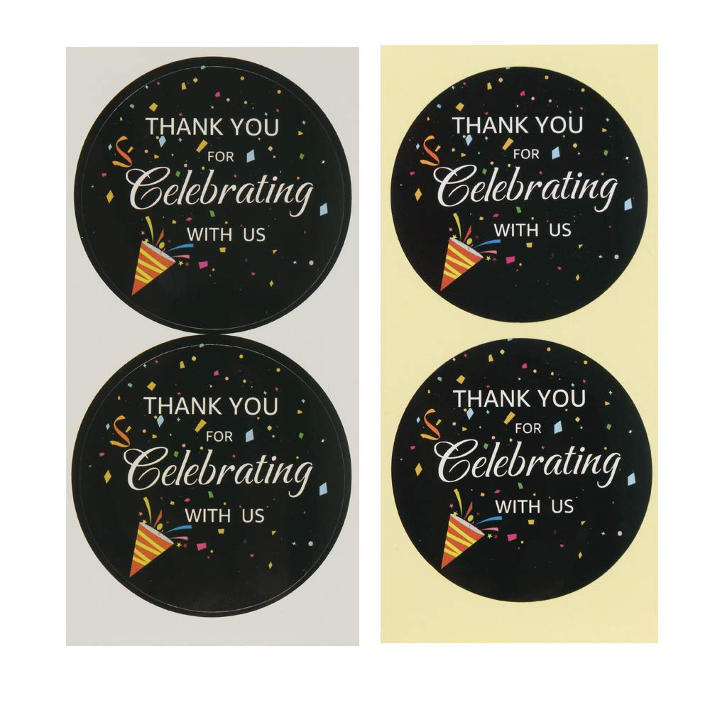 OPG Thank You for Celebrating with Us Label Stickers,Adhesive Seal Sticker Decorative Stickers for Party Supplies,100-Pack 2"(Black)