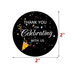 OPG Thank You for Celebrating with Us Label Stickers,Adhesive Seal Sticker Decorative Stickers for Party Supplies,100-Pack 2"(Black)