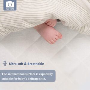 Waterproof Crib Mattress Protector, Baby Mattress Cover, Soft and Breathable Quilted Toddler Mattress Pad 52"×28", White, 2 Pack