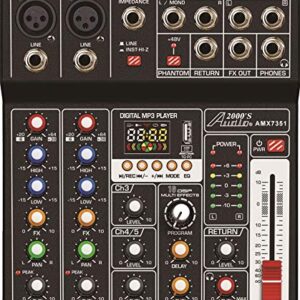 Audio2000'S AMX7351 Five-Channel Audio Mixer with USB 5V Power Supply, USB Interface, and Sound Effect