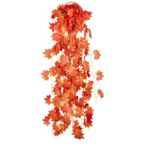 kalolary 90 feet 12 strands artificial fall maple leaves garland autumn fake leaf vine garland hanging plant for home garden easter thanksgiving indoor outdoor decor