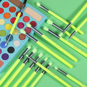 Docolor Eyeshadow Brush Set 15Pcs Eye Makeup Brushes Professional Makeup Brush Set Eye Shadow Blending Concealer Eyebrow Eyelash Eye Liners Premium Synthetic Eyeshadow Crease Brow Brush, Neon Green