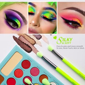 Docolor Eyeshadow Brush Set 15Pcs Eye Makeup Brushes Professional Makeup Brush Set Eye Shadow Blending Concealer Eyebrow Eyelash Eye Liners Premium Synthetic Eyeshadow Crease Brow Brush, Neon Green