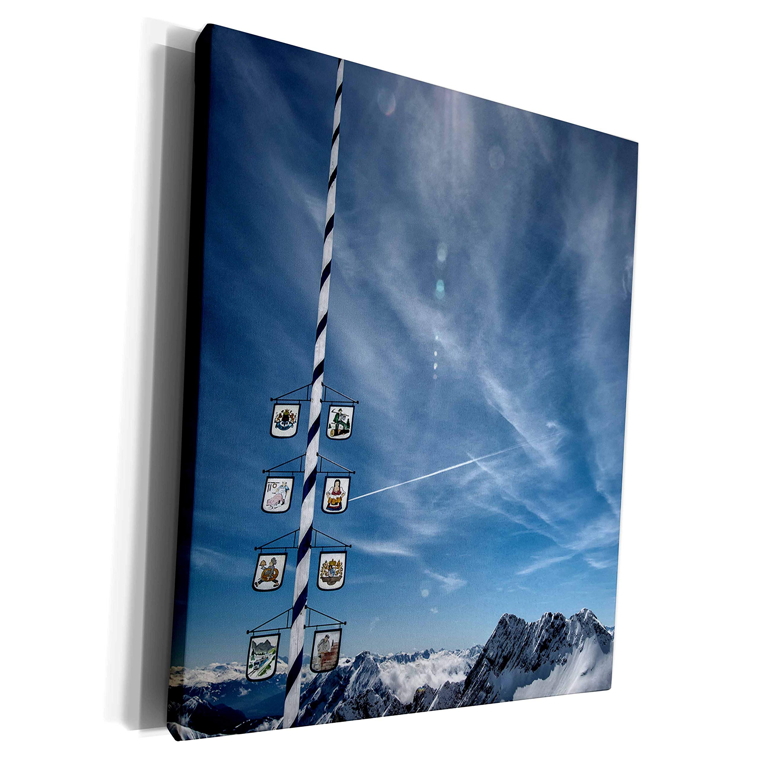 3dRose Bavarian Alps, Zugspitze, Germany and Maypole in... - Museum Grade Canvas Wrap (cw_227364_1)