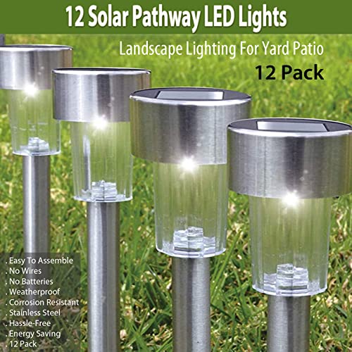 Eternal Living Garden Ideas 12pk Solar Garden Light | Stainless Steel Led Pathway Landscape Lighting for Patio or Yard