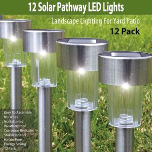 Eternal Living Garden Ideas 12pk Solar Garden Light | Stainless Steel Led Pathway Landscape Lighting for Patio or Yard