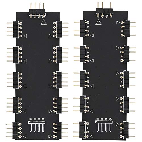 Computer Fan RGB Hub,Computer 10-Channel RGB Hub,PC Motherboard RGB Fan Extension Cable,RGB LED Splitter Hub,Suitable for PC Desktop Computer Motherboard(12V 4-Pin)