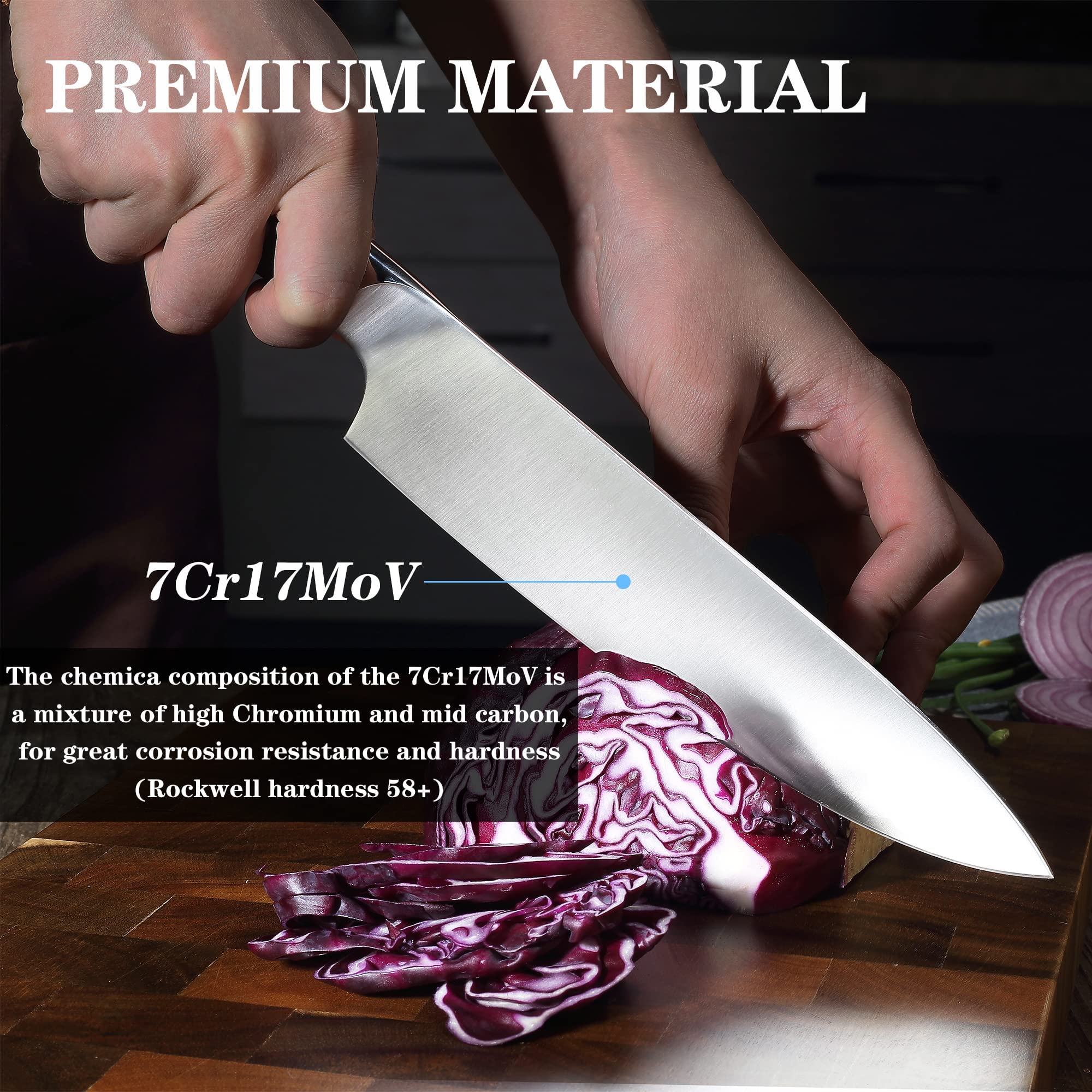 PAUDIN Chef Knife 8 Inch, Professional Kitchen Knife, 7Cr17MoV German Stainless Steel Forged Chefs Knife with Ergonomic G10 Handle, Classic Chef's Knife Meat Knife with Gift Box