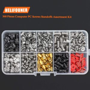 HELIFOUNER 360 Pieces Computer Standoffs Screws Assortment Kit for Hard Drive Computer Case Motherboard Fan Power Graphics