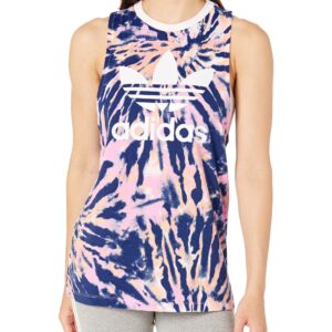 adidas Originals Women's Loose Tank, Top: Multi/White/Midnight Indigo/True Pink Bottom: Glow Orange, 2XS