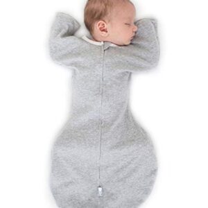 SwaddleDesigns Transitional Swaddle Sack with Arms Up Half-Length Sleeves and Mitten Cuffs, Heathered Gray, 0-3mo, 6-14 lbs (Parents' Picks Award Winner), Small