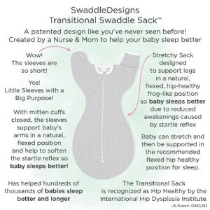 SwaddleDesigns Transitional Swaddle Sack with Arms Up Half-Length Sleeves and Mitten Cuffs, Heathered Gray, 0-3mo, 6-14 lbs (Parents' Picks Award Winner), Small