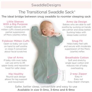 SwaddleDesigns Transitional Swaddle Sack with Arms Up Half-Length Sleeves and Mitten Cuffs, Heathered Gray, 0-3mo, 6-14 lbs (Parents' Picks Award Winner), Small