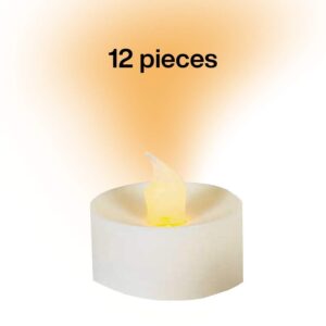 Kicko Flameless Tea Lights - 12 Pack - 1.5 Inch Electric White Candles - for Home Accessories, Fancy Dinners, Wedding Decorations, Party Favors, Event Supplies, Gardens, Restaurants, Holiday Decor