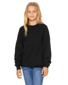 bella + canvas youth sponge fleece sweatshirt s black